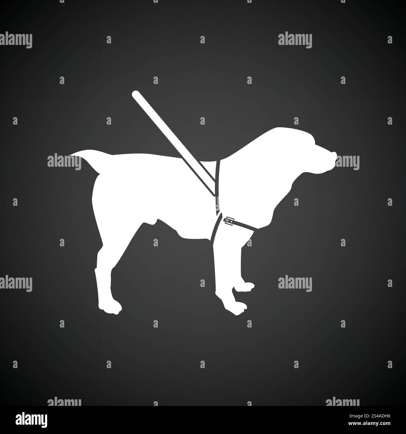 Guide dog icon. Black background with white. Vector illustration Stock ...