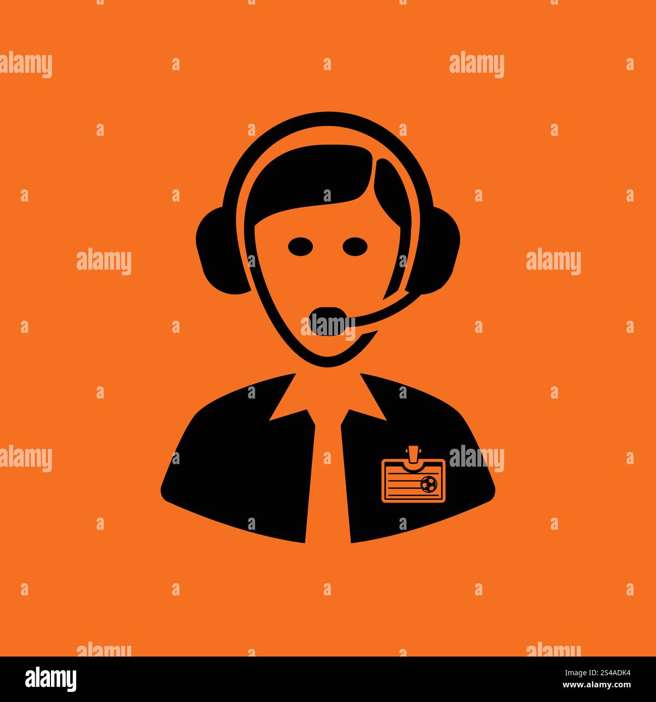 Soccer commentator icon. Orange background with black. Vector ...