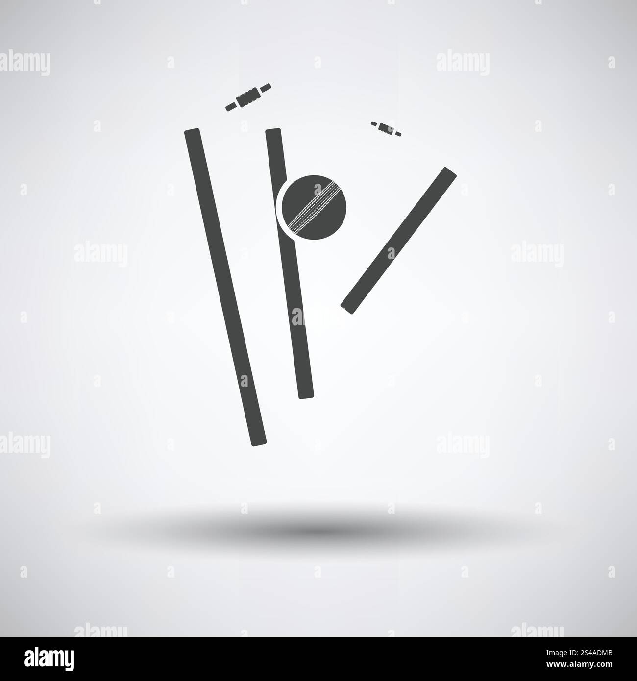 Cricket wicket icon on gray background, round shadow. Vector ...