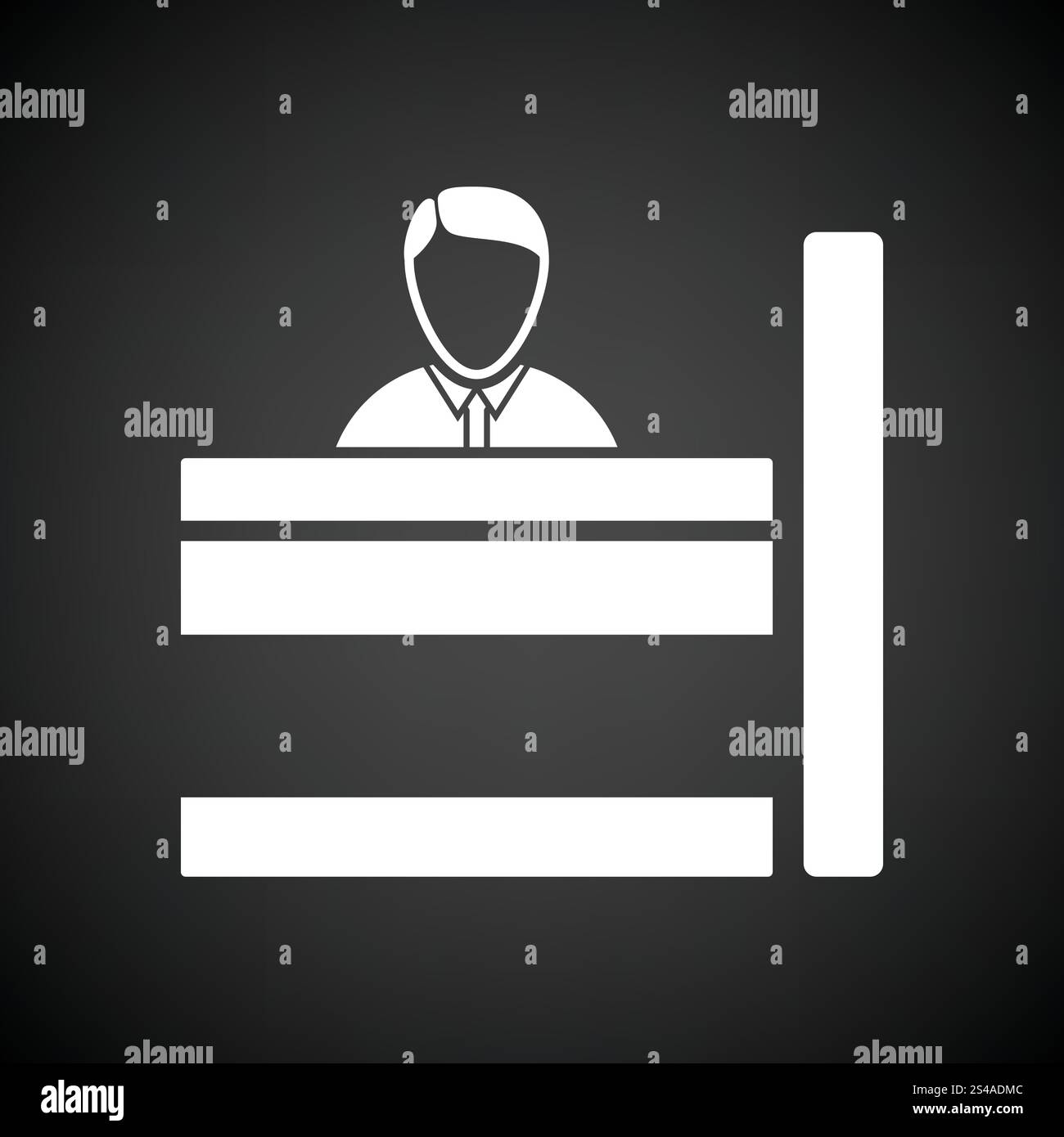 Bank clerk icon. Black background with white. Vector illustration Stock ...
