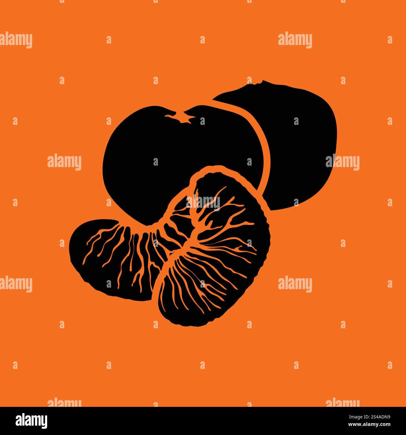 Mandarin icon. Orange background with black. Vector illustration Stock ...