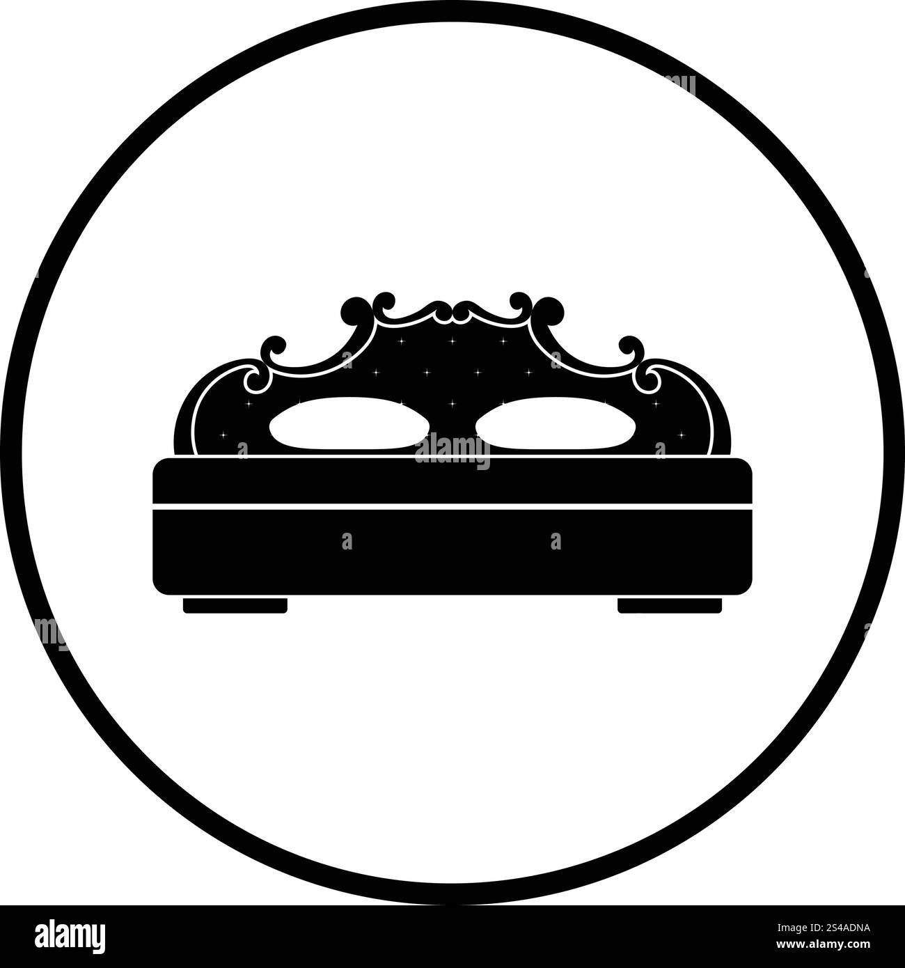 King-size bed icon. Thin circle design. Vector illustration Stock ...