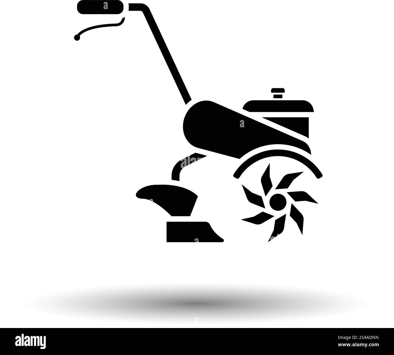 Garden tiller icon. White background with shadow design. Vector ...
