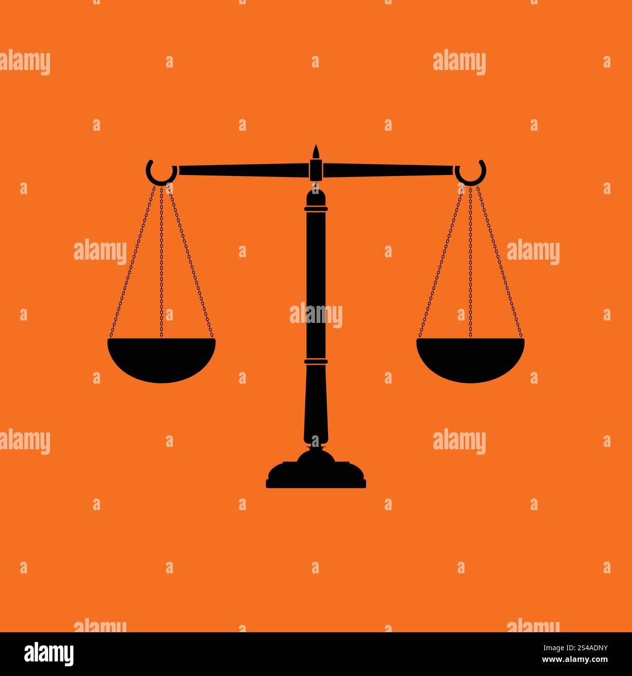 Justice scale icon. Orange background with black. Vector illustration ...