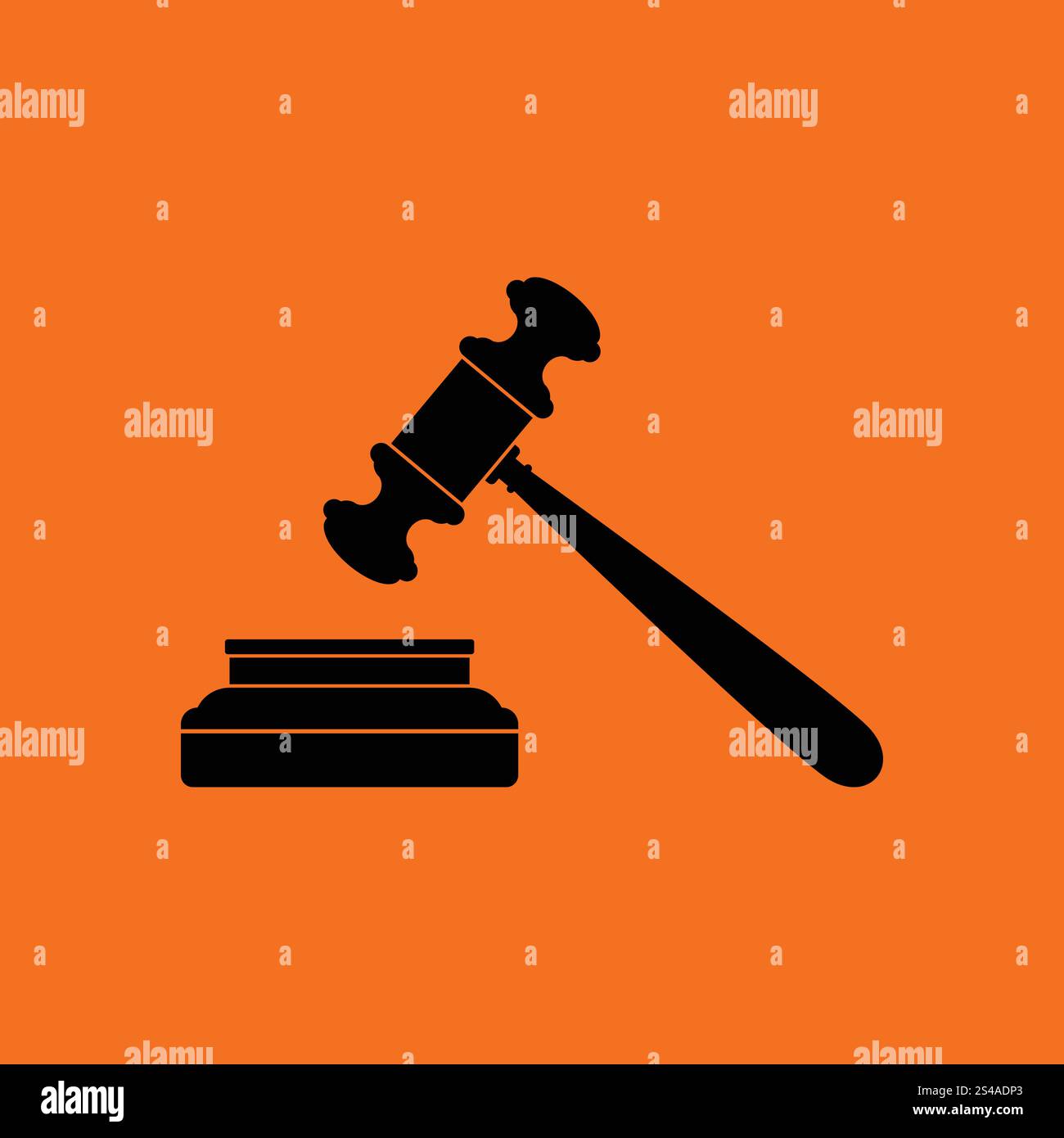 Judge hammer icon. Orange background with black. Vector illustration ...