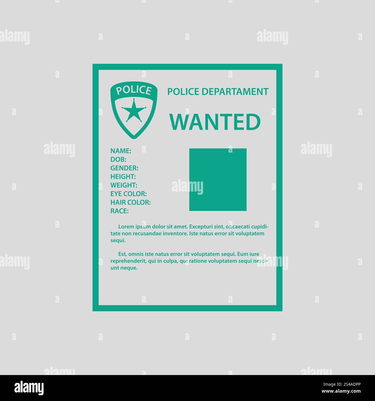 Wanted poster icon. Gray background with green. Vector illustration ...