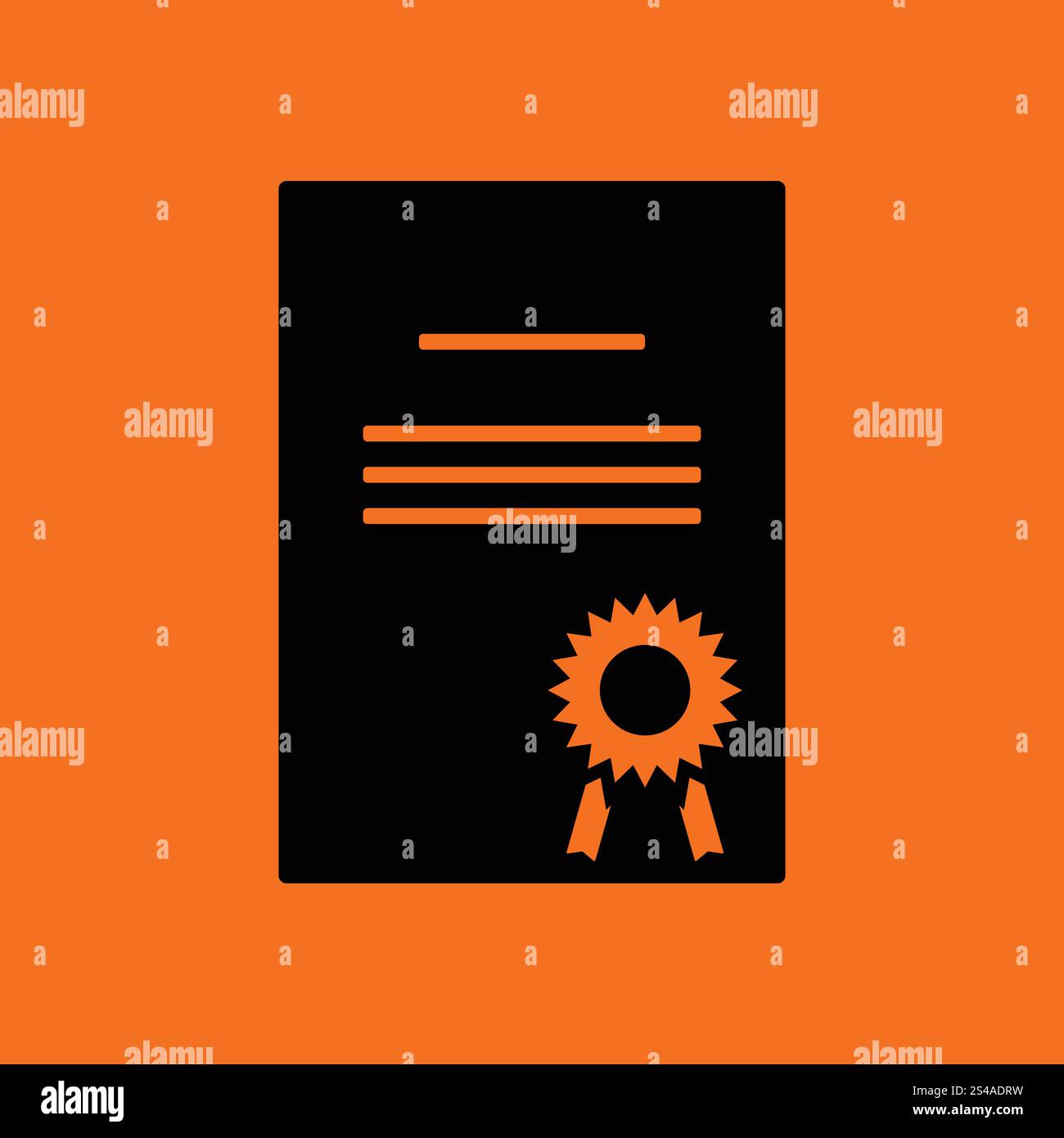 Diploma icon. Orange background with black. Vector illustration Stock ...