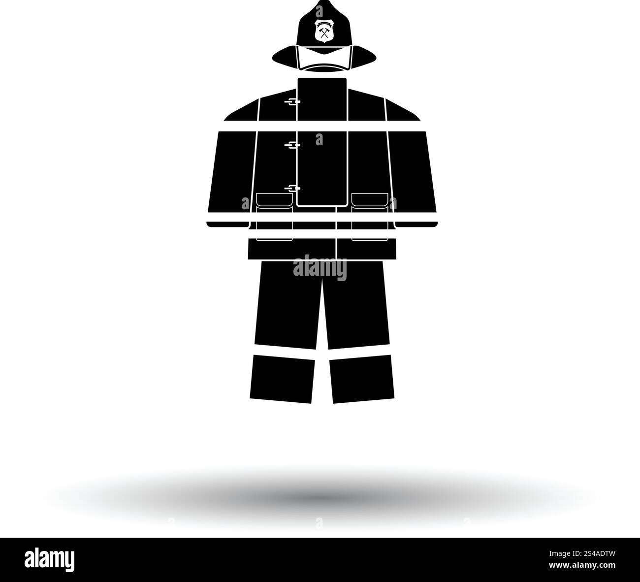 Fire service uniform icon. White background with shadow design. Vector ...