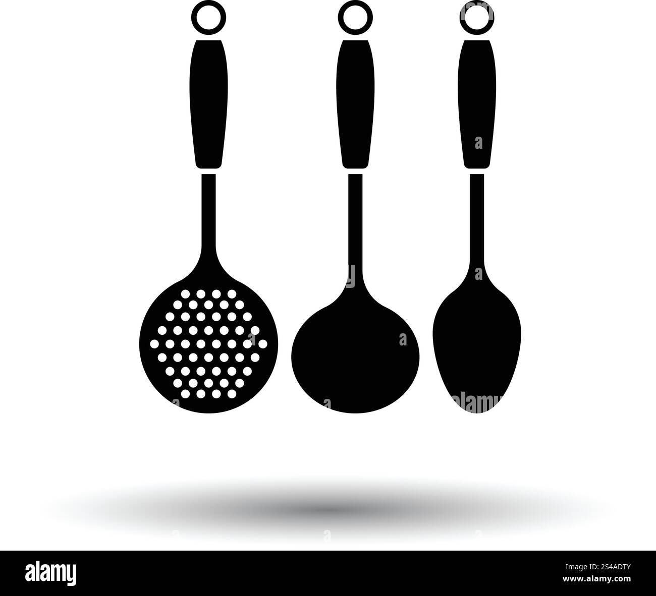 Ladle set icon. White background with shadow design. Vector ...