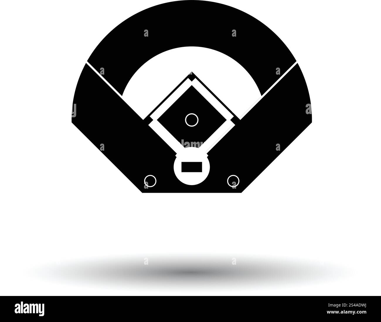 Baseball field aerial view icon. White background with shadow design ...