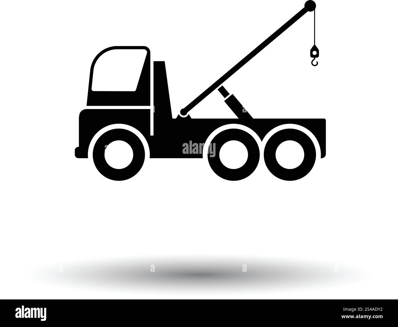 Car towing truck icon. White background with shadow design. Vector ...