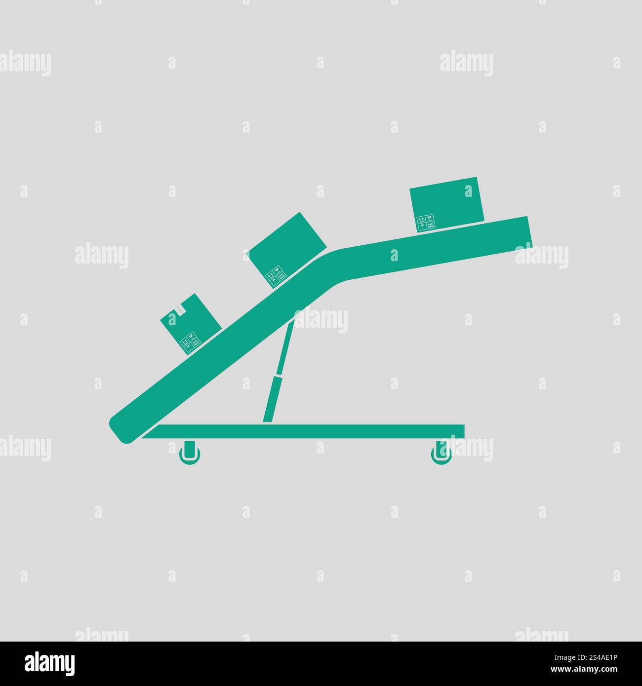 Warehouse transportation system icon. Gray background with green ...