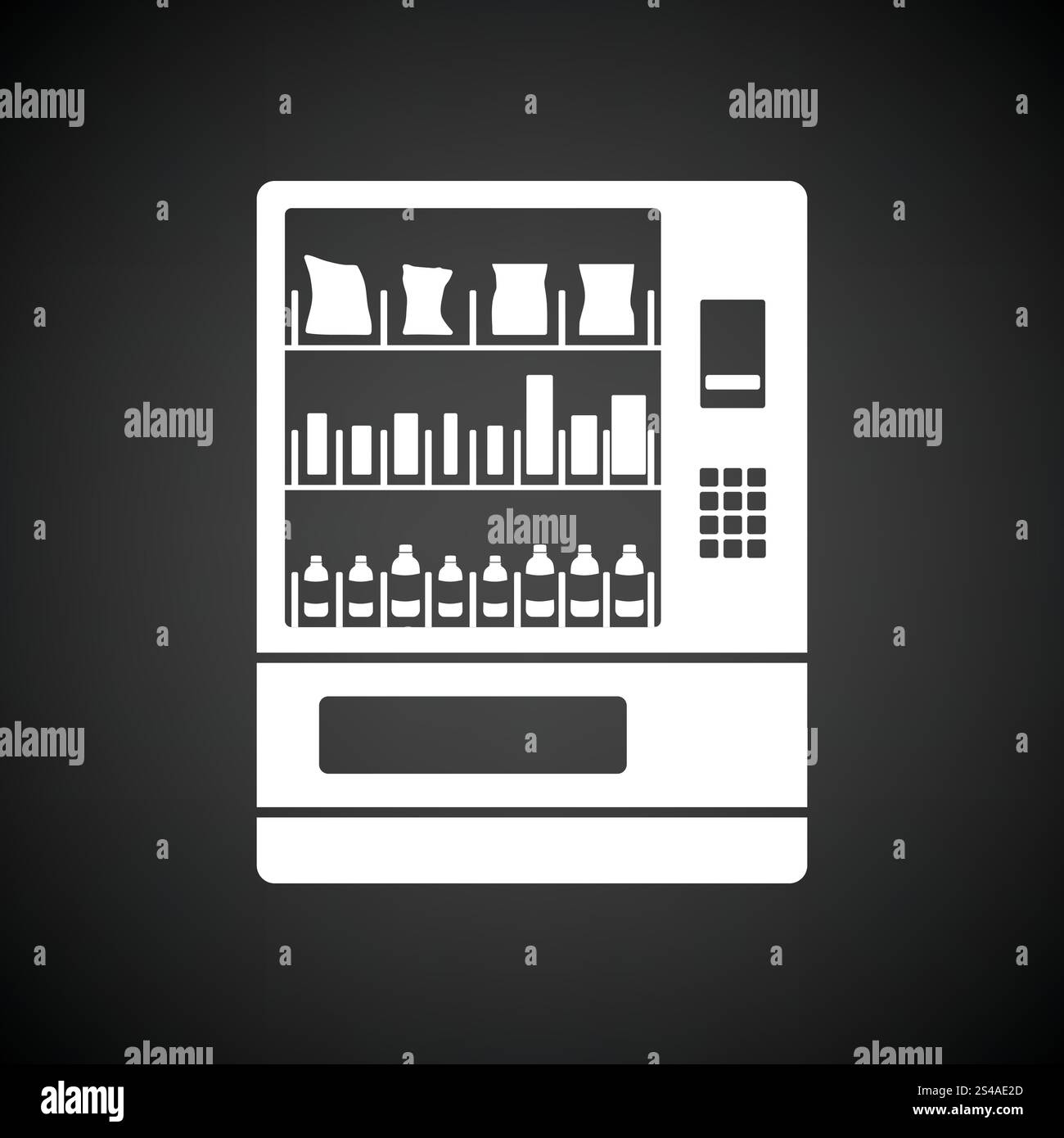 Food selling machine icon. Black background with white. Vector ...