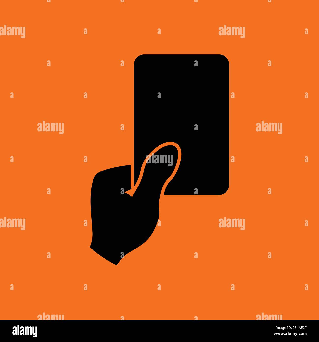 Soccer referee hand with card icon. Orange background with black ...