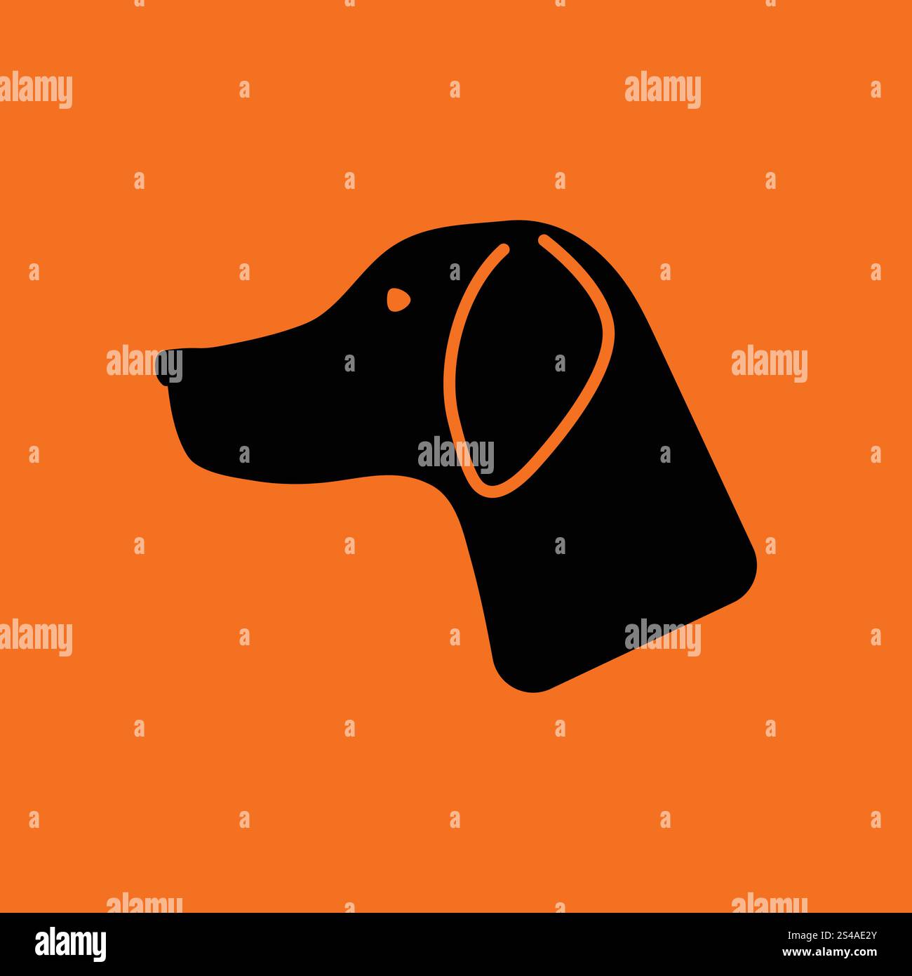 Hunting dog had icon. Orange background with black. Vector illustration ...