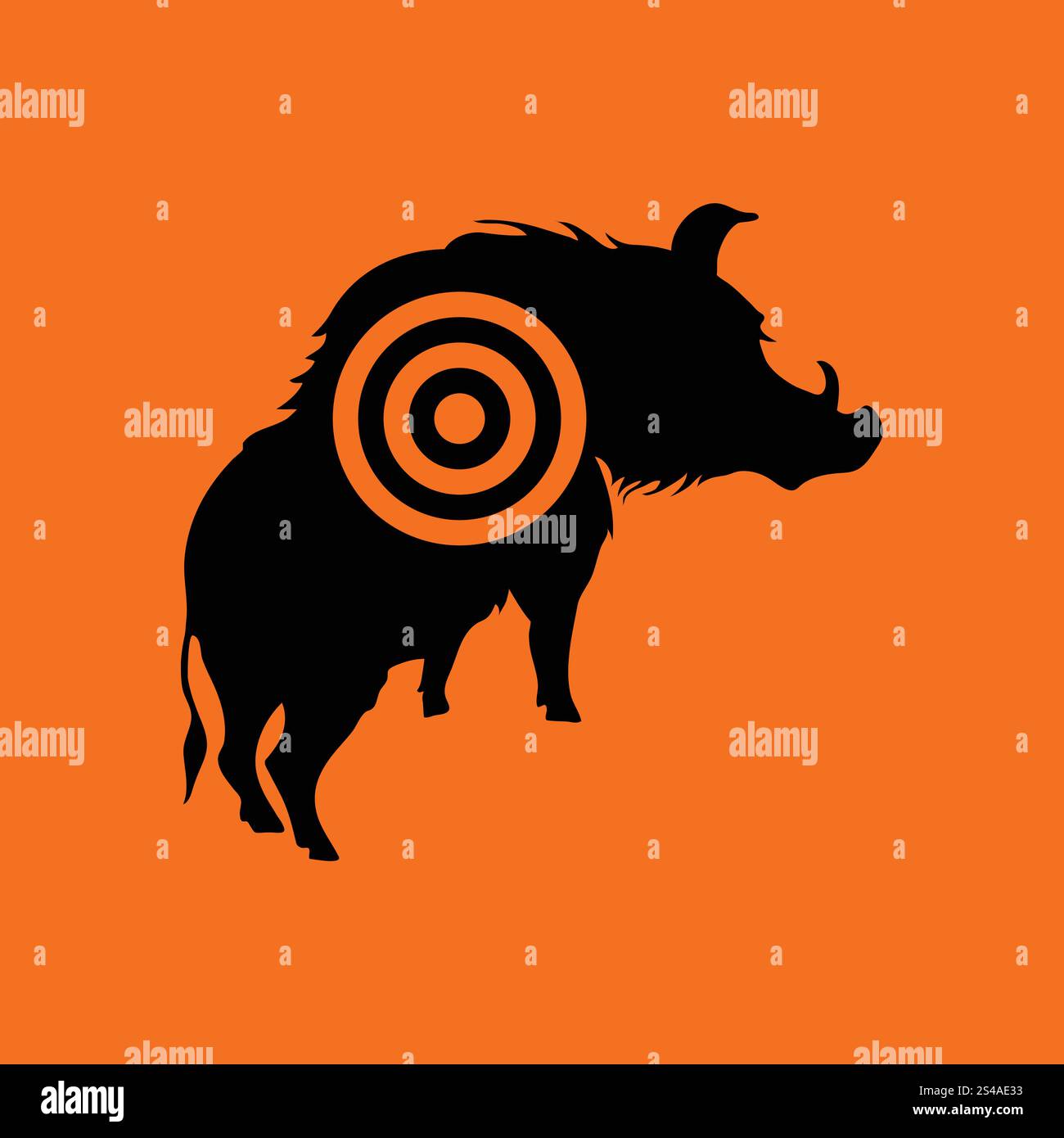 Boar silhouette with target icon. Orange background with black. Vector ...