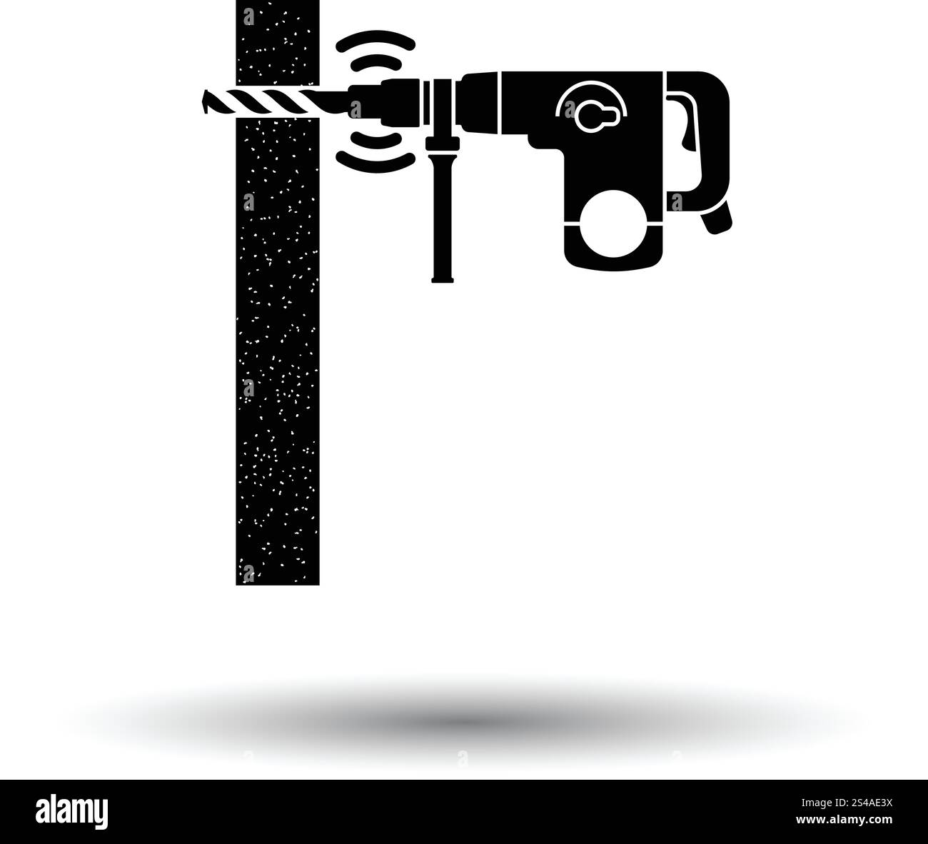 Icon of perforator drilling wall. White background with shadow design ...