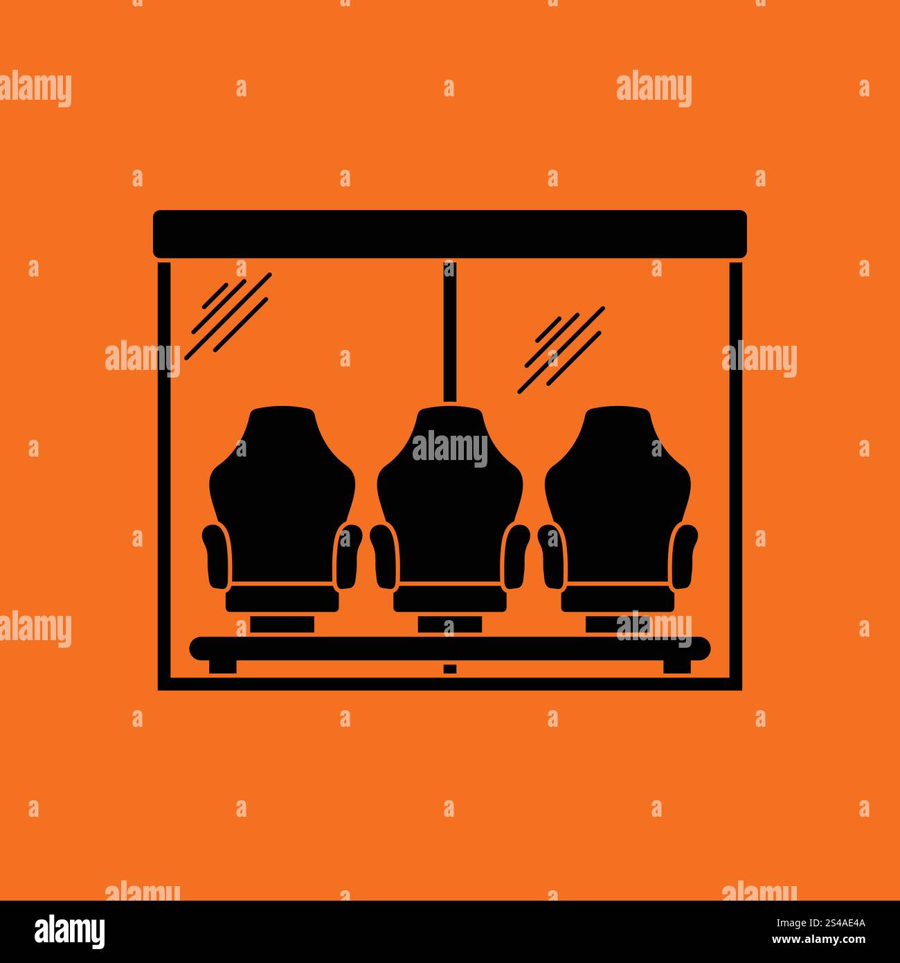 Soccer player's bench icon. Orange background with black. Vector ...
