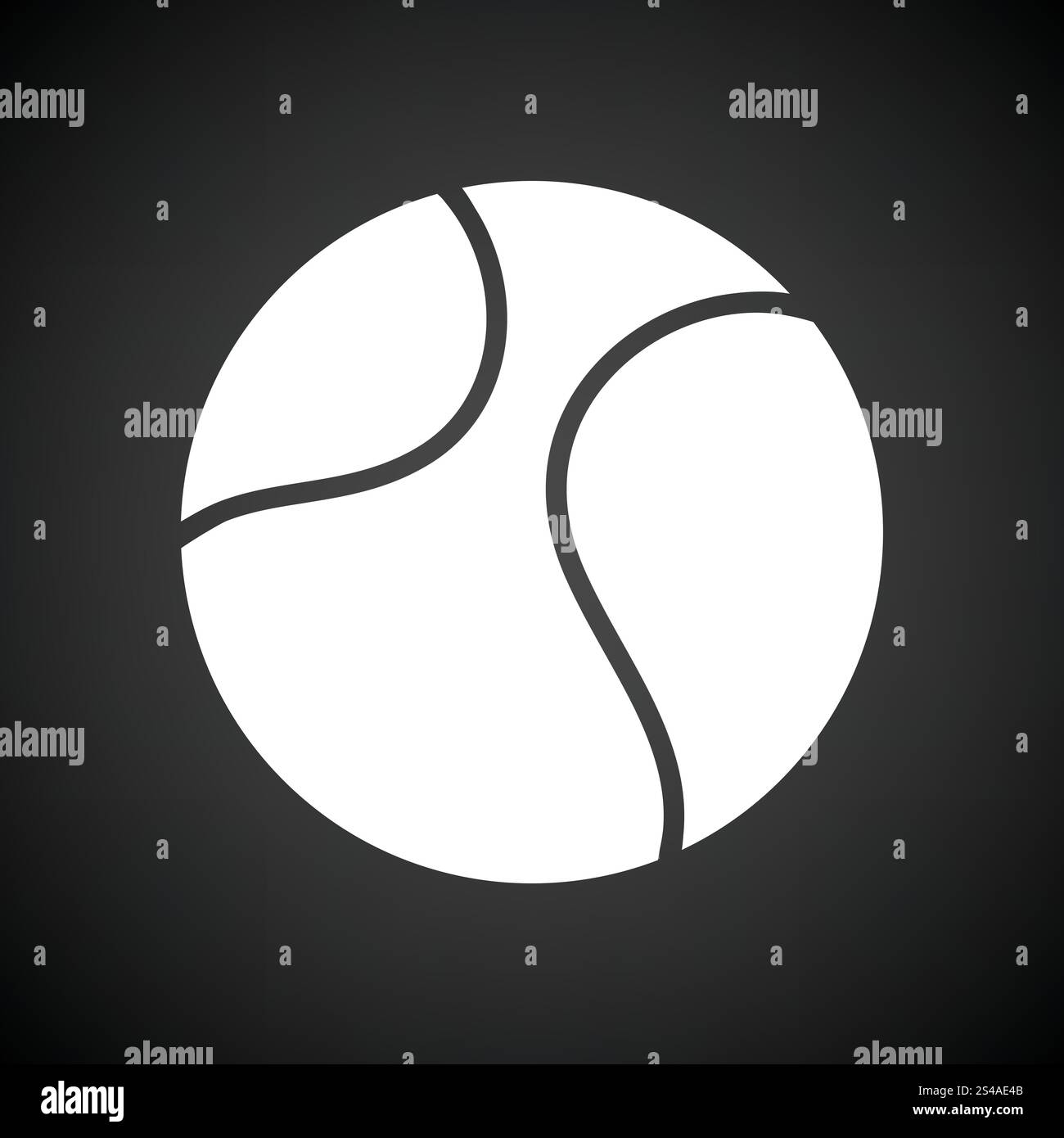 Tennis ball icon. Black background with white. Vector illustration ...