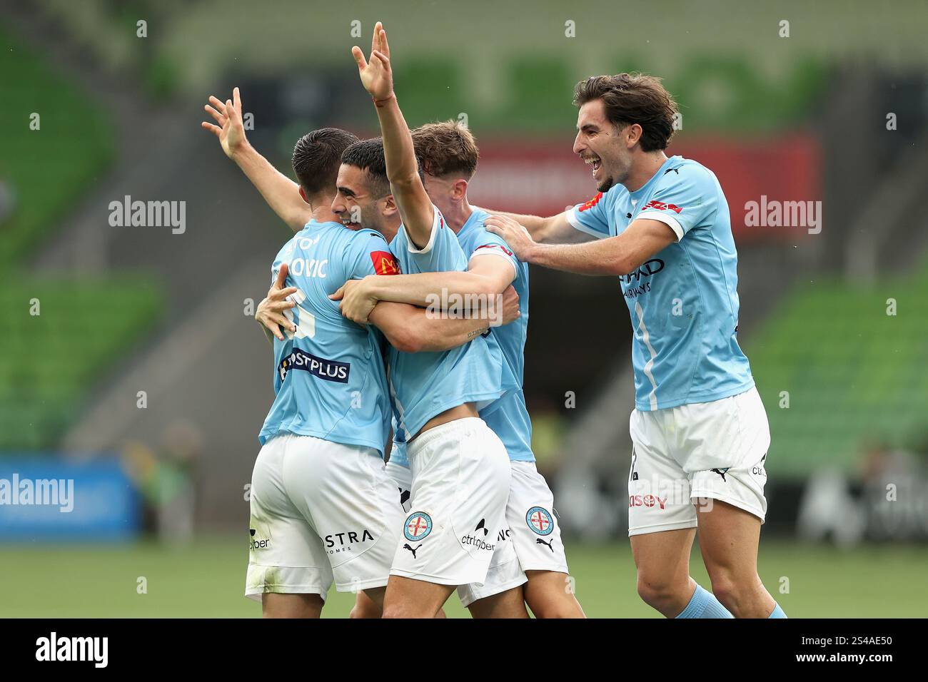 Benjamin Mazzeo of City celebrates a goal during the A-League Men Round ...