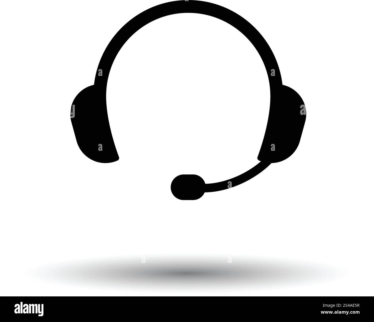 Headset icon. Black background with white. Vector illustration Stock ...