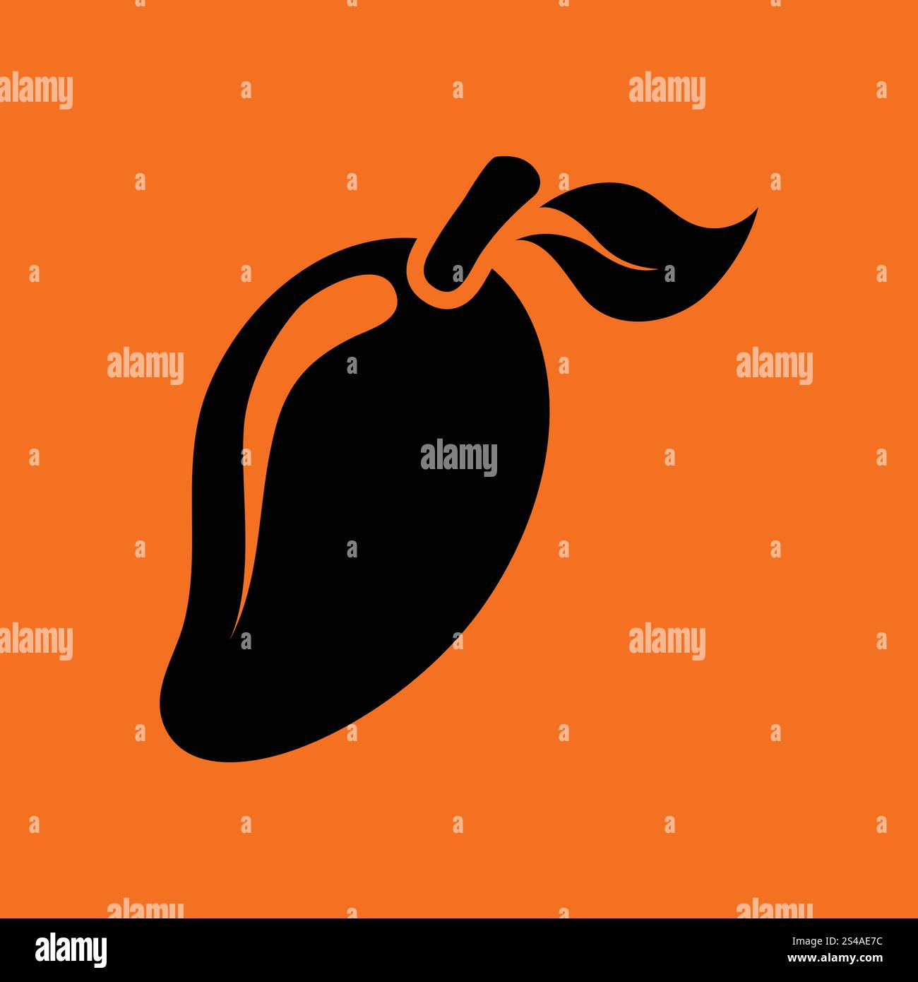 Mango icon. Orange background with black. Vector illustration Stock ...