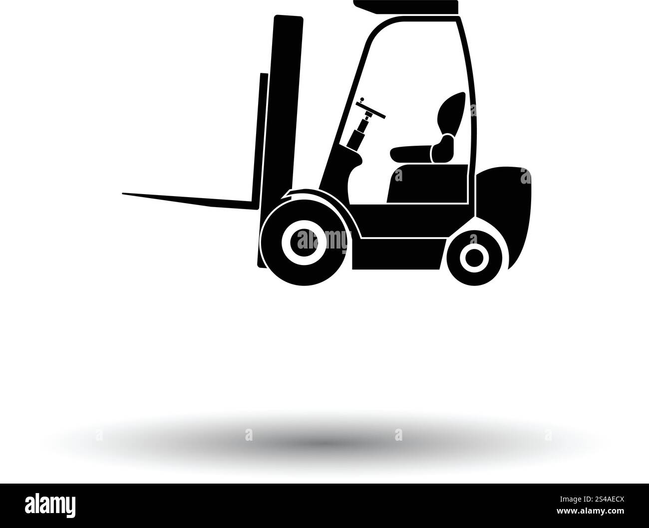 Warehouse forklift icon. White background with shadow design. Vector ...