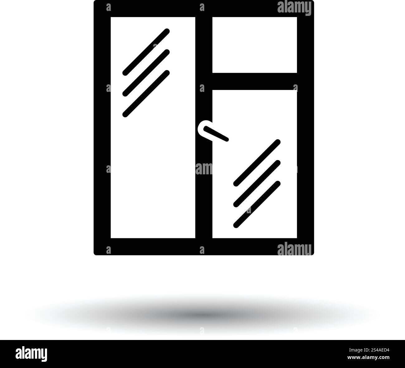 Icon of closed window frame. White background with shadow design ...