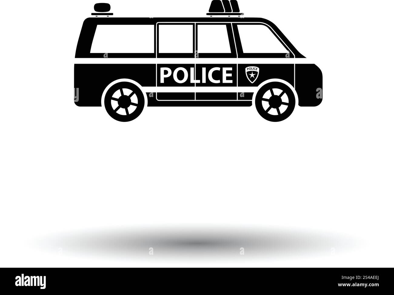 Police van icon. White background with shadow design. Vector ...