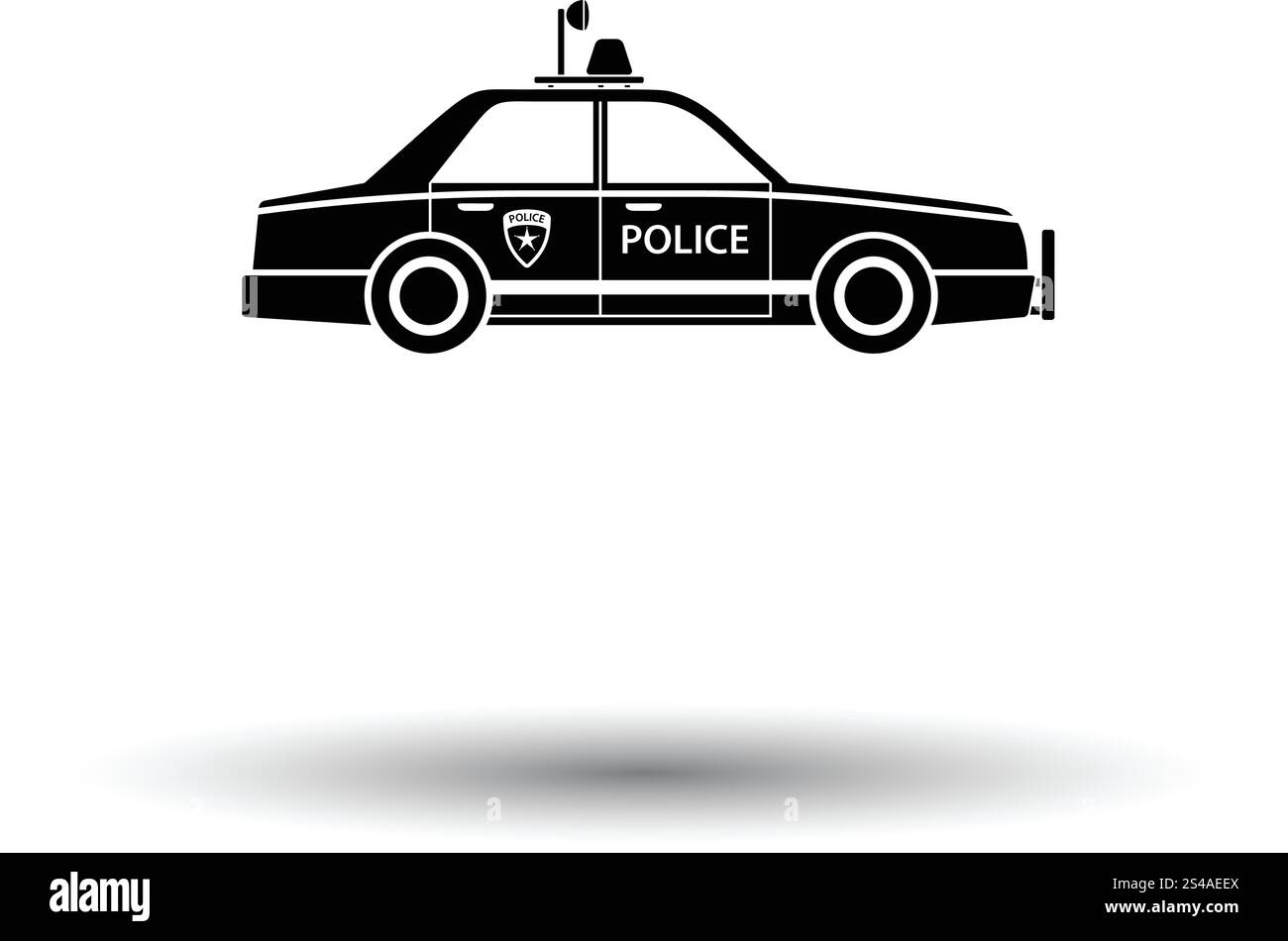 Police car icon. White background with shadow design. Vector ...
