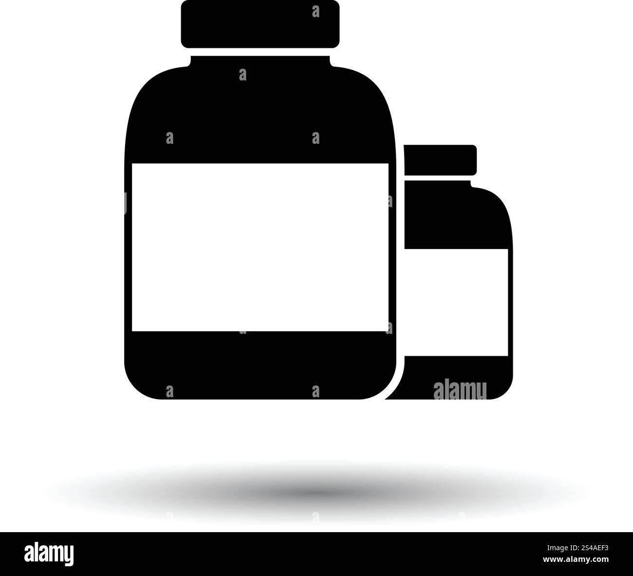 Pills container icon. White background with shadow design. Vector ...