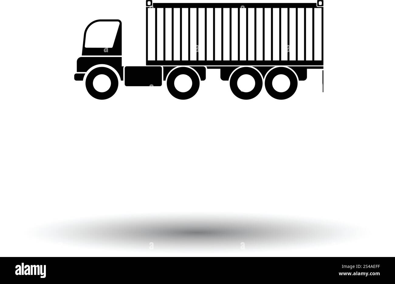 Container truck icon. White background with shadow design. Vector ...
