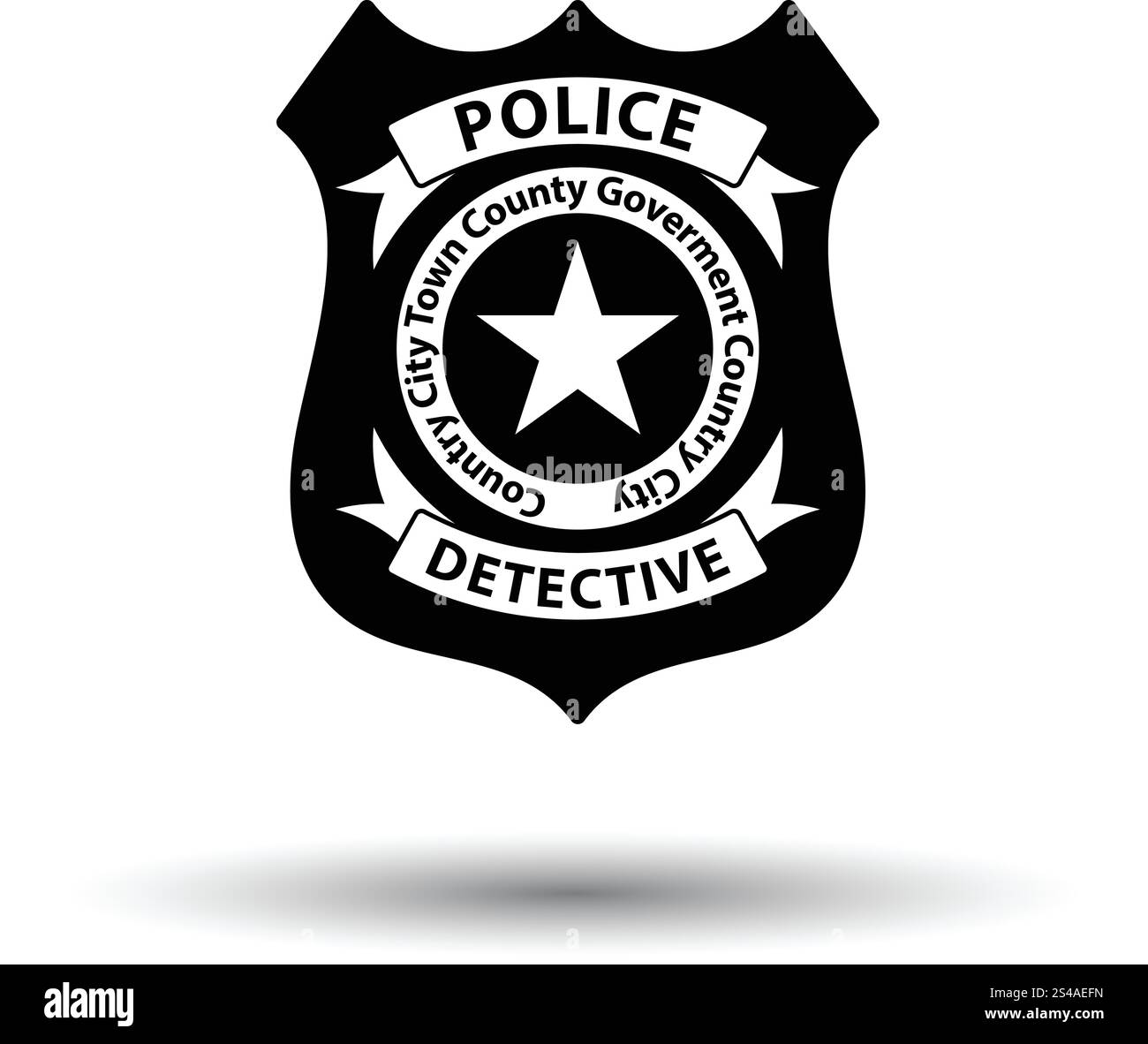 Police badge icon. White background with shadow design. Vector ...