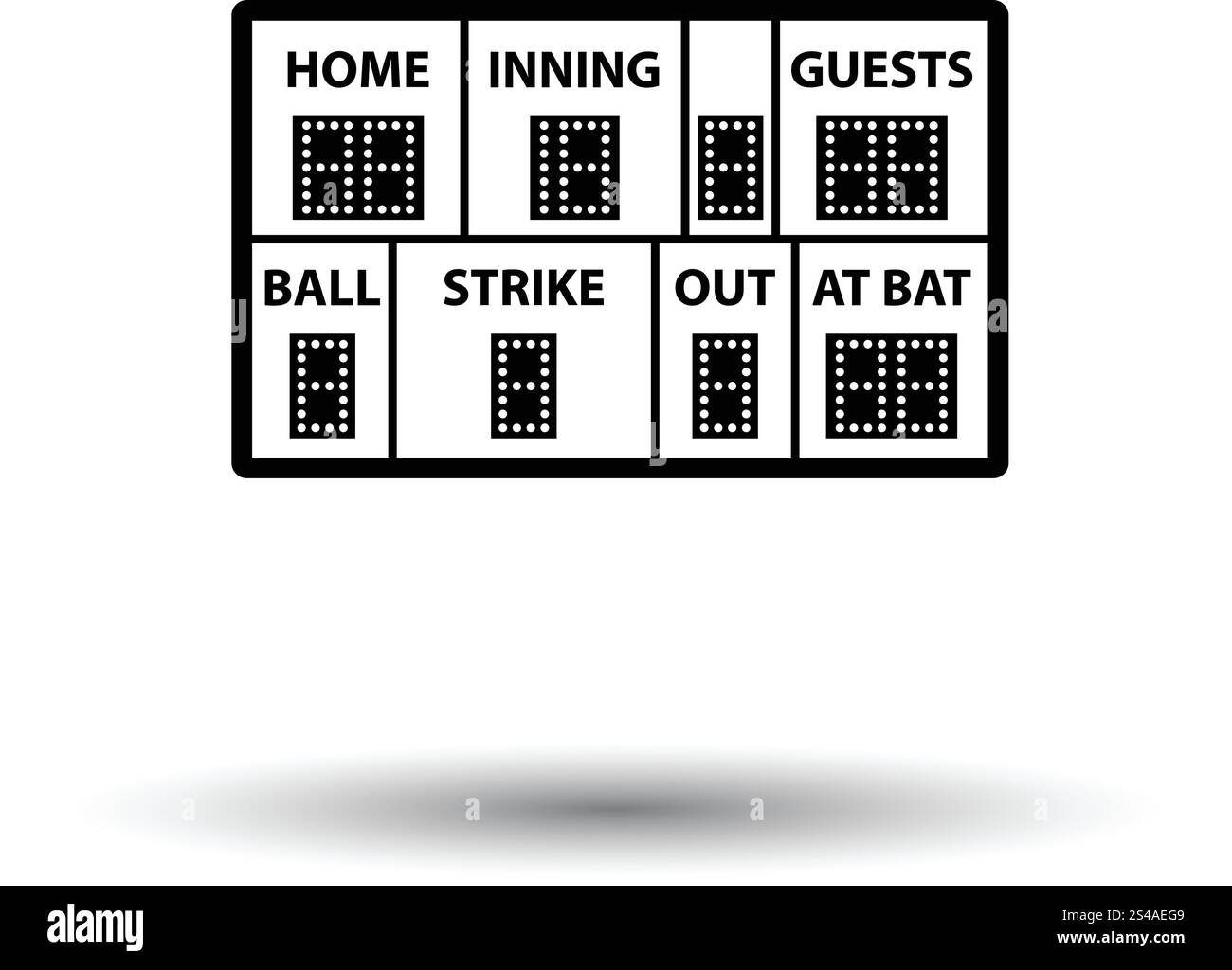Baseball scoreboard icon. White background with shadow design. Vector ...