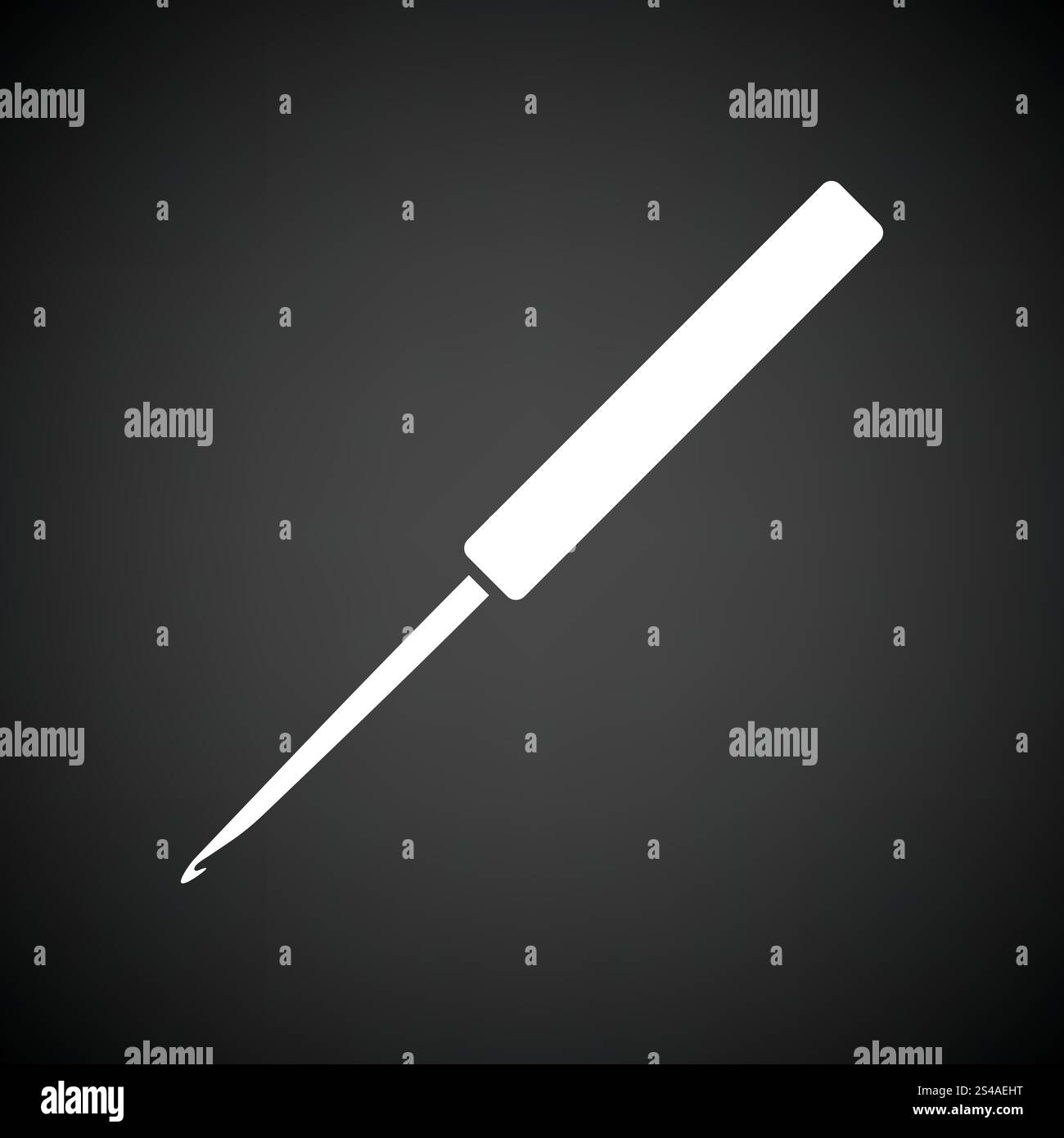 Crochet hook icon. Black background with white. Vector illustration ...