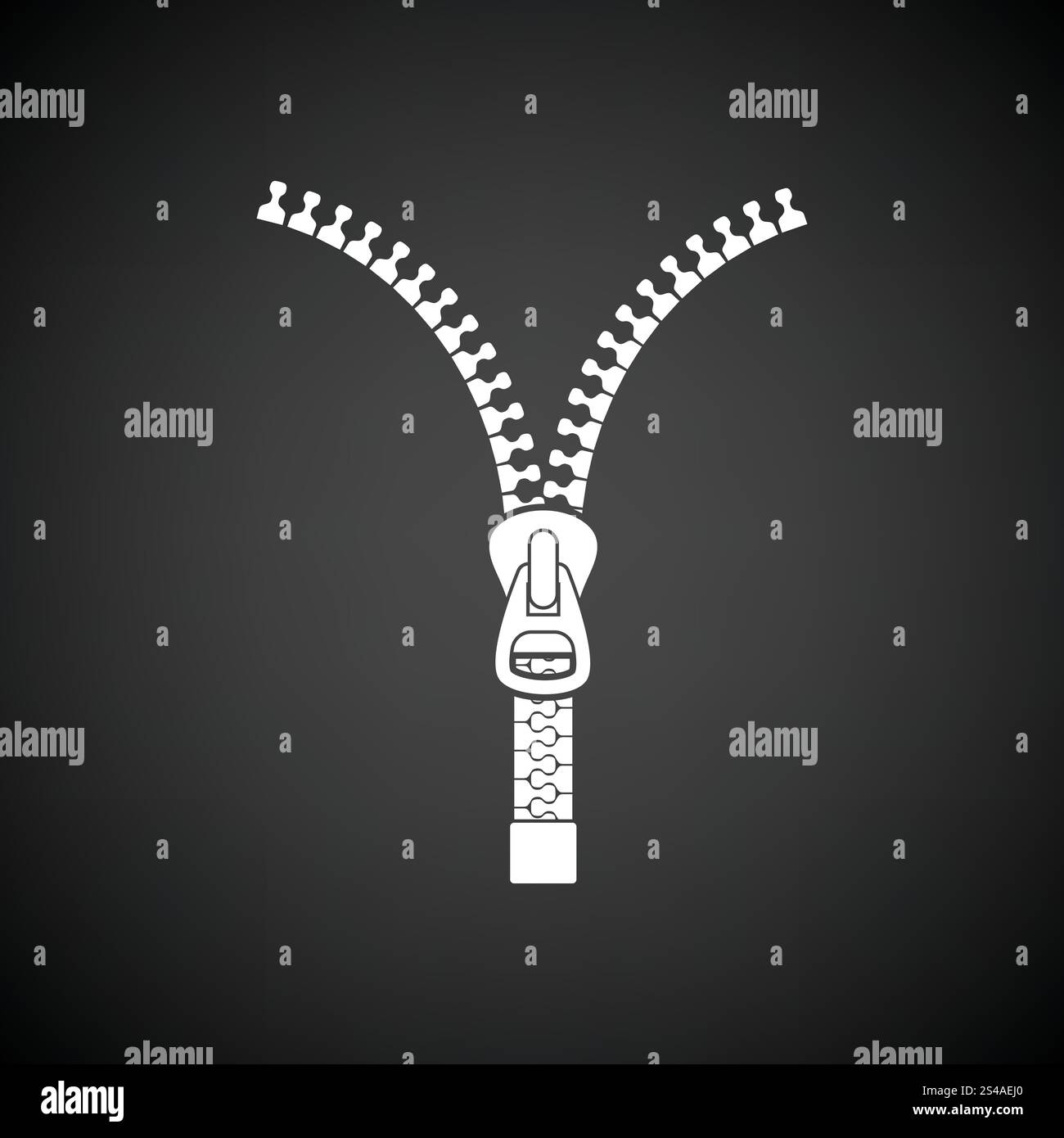 Sewing zip line icon. Black background with white. Vector illustration ...