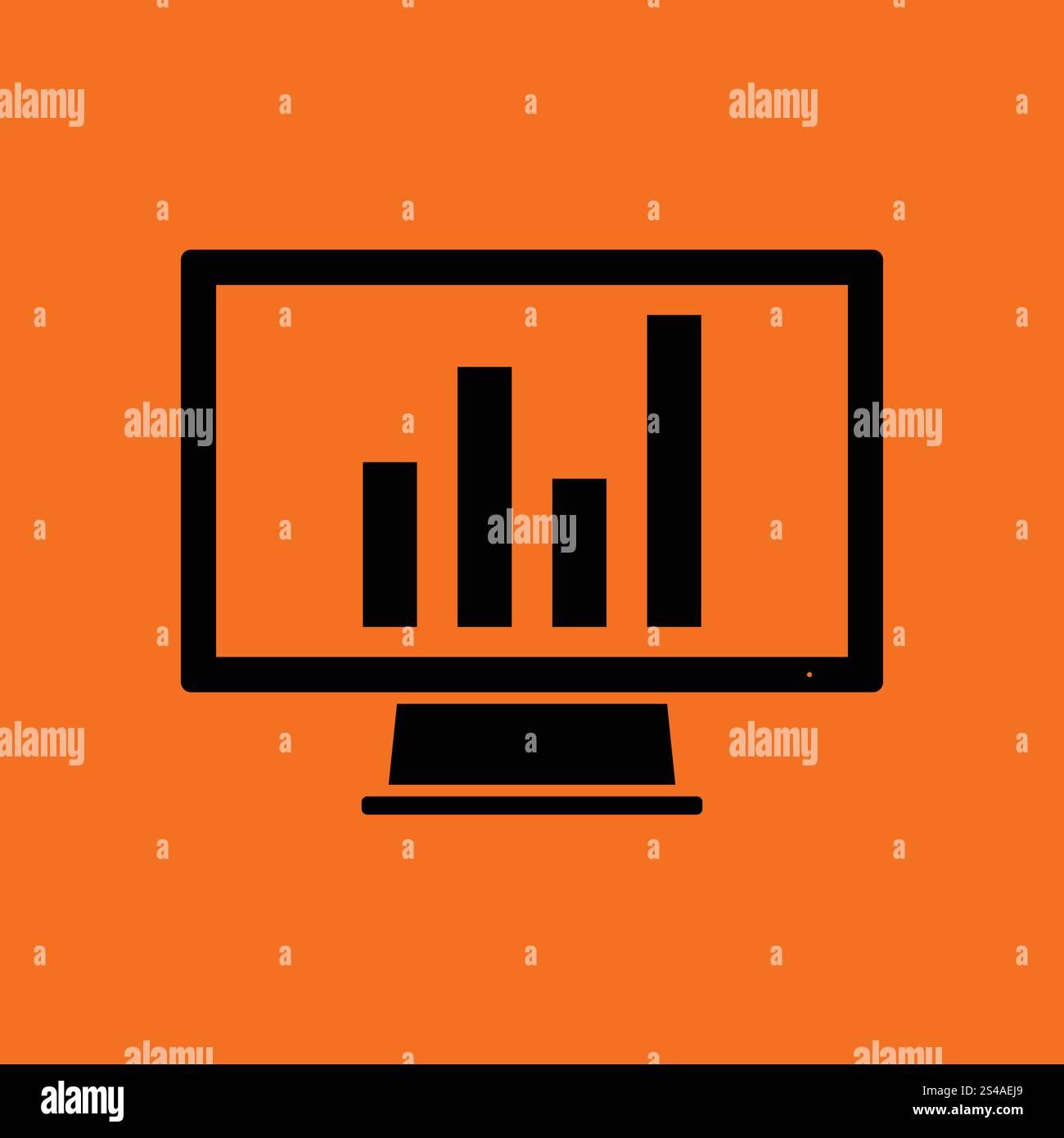 Monitor with analytics diagram icon. Orange background with black ...