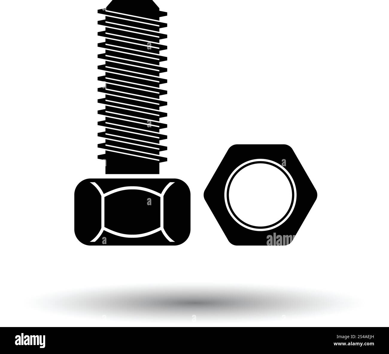 Icon of bolt and nut. White background with shadow design. Vector ...