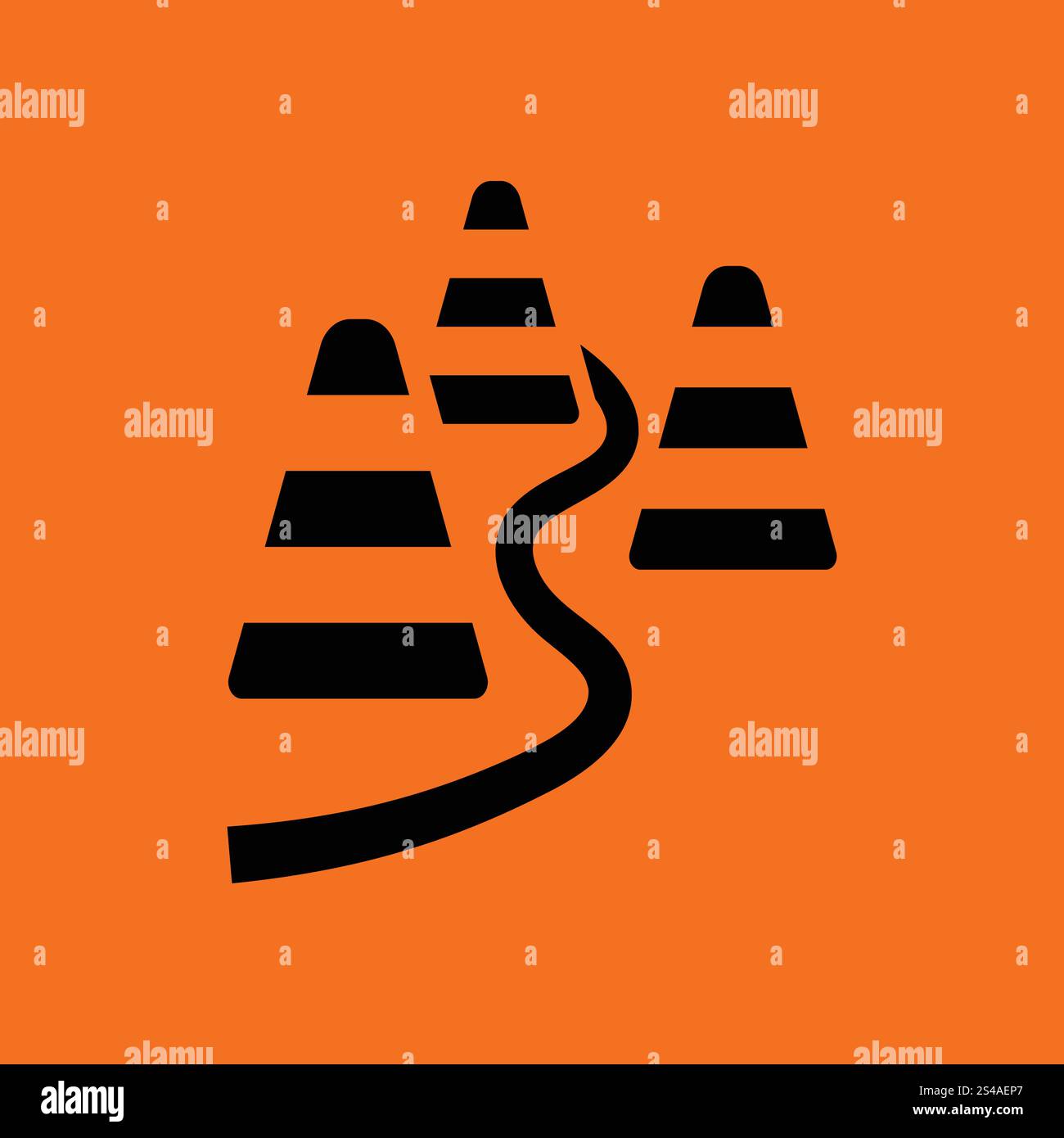 Soccer training cones icon. Orange background with black. Vector ...