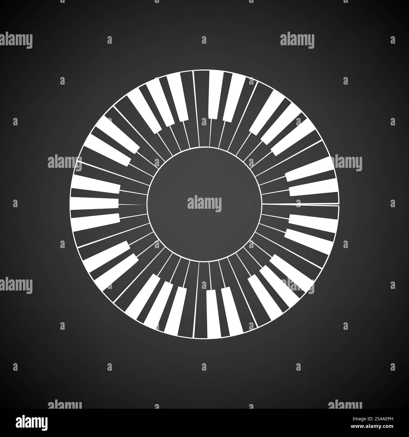 Piano circle keyboard icon. Black background with white. Vector illustration Stock Vector Image ...