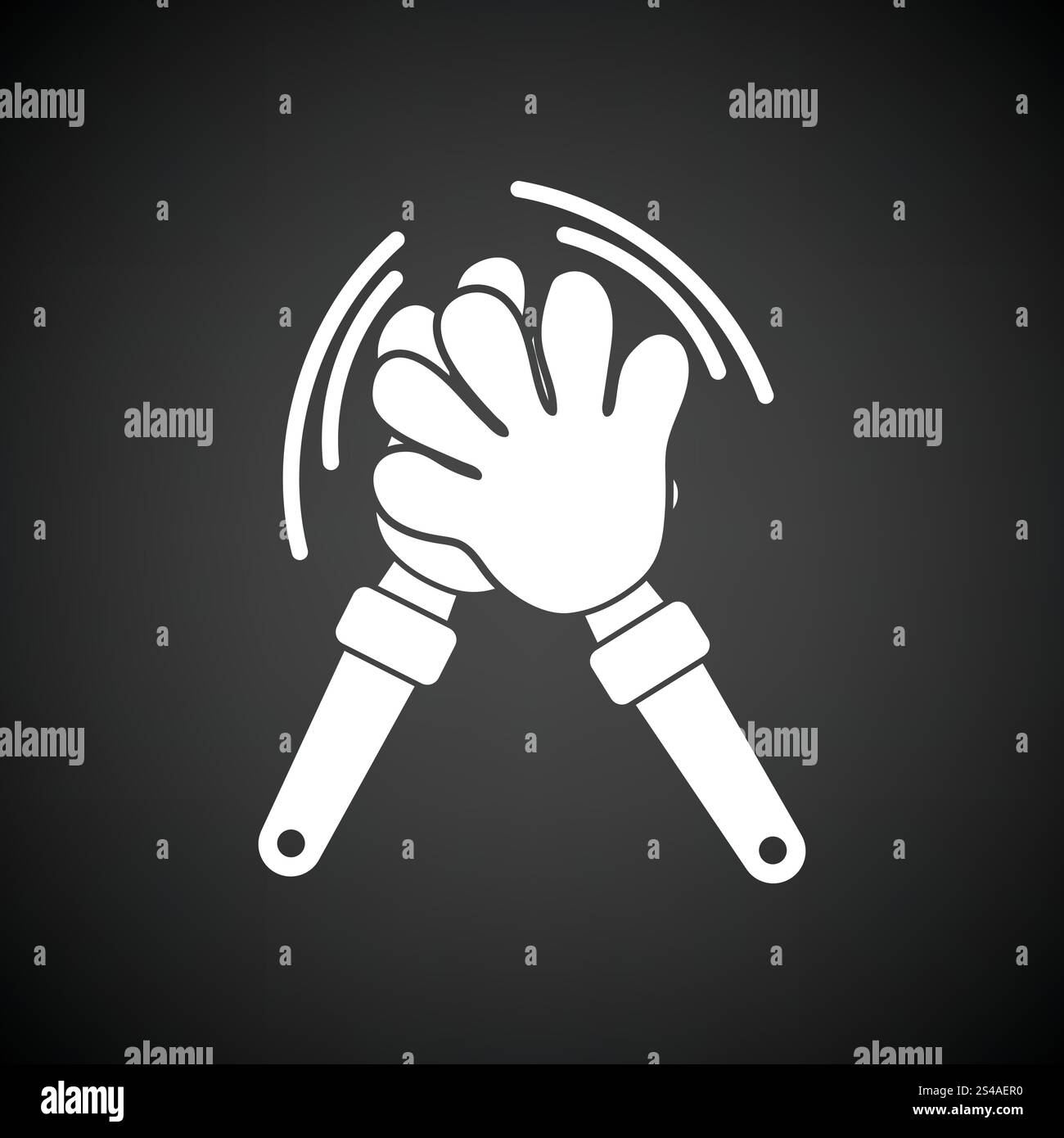 Football fans clap hand toy icon. Black background with white. Vector ...