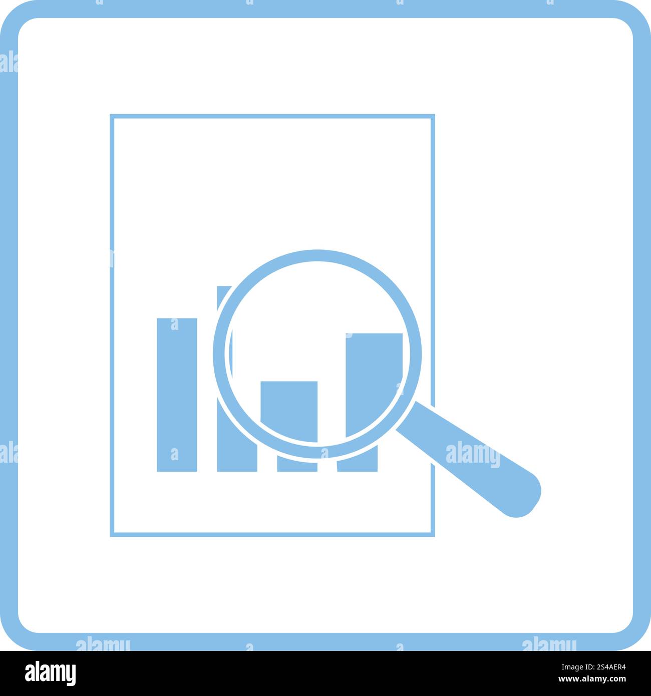 Magnificent glass on paper with chart icon. Blue frame design. Vector ...