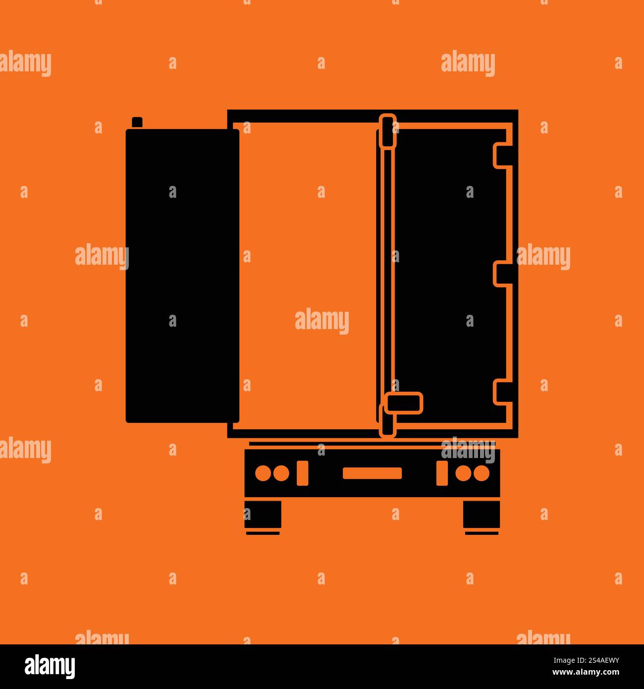 Truck trailer rear view icon. Orange background with black. Vector ...