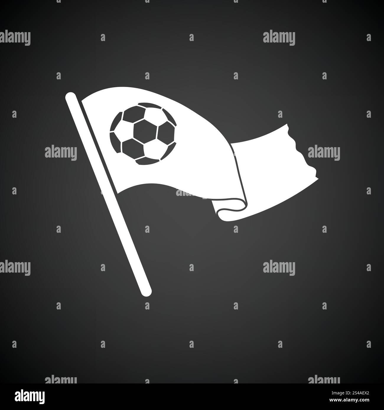 Football fans waving flag with soccer ball icon. Black background with ...