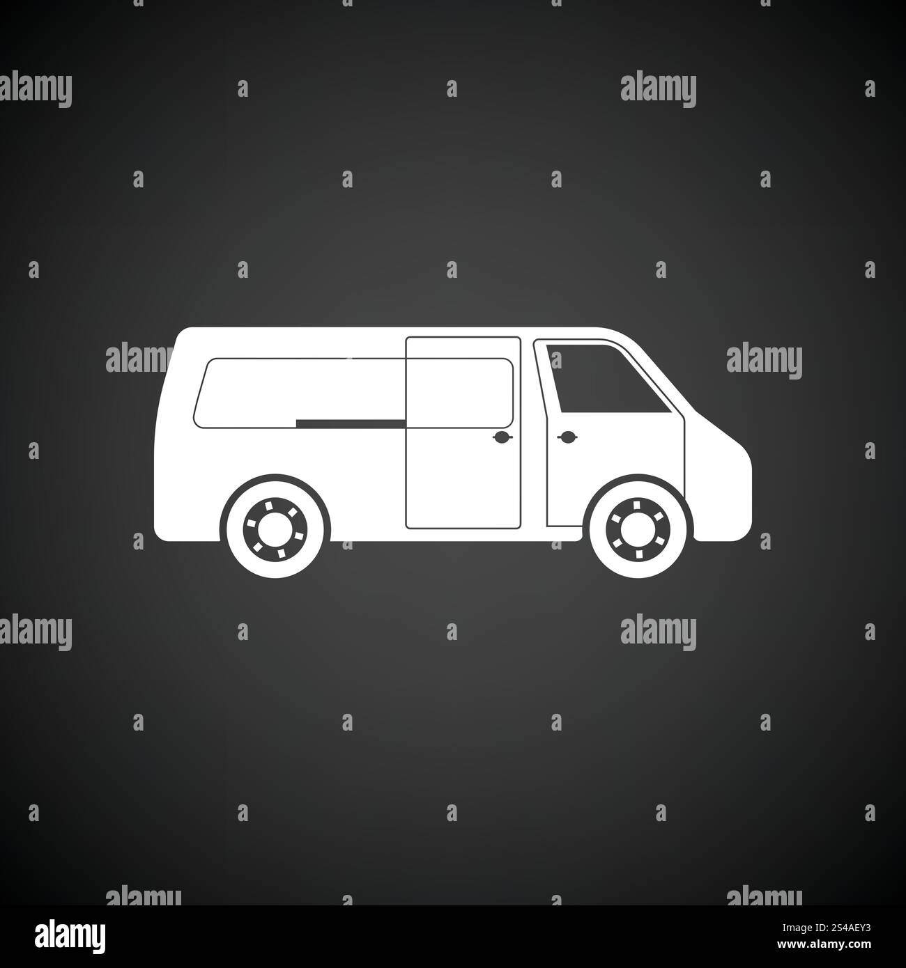 Commercial van icon. Black background with white. Vector illustration ...