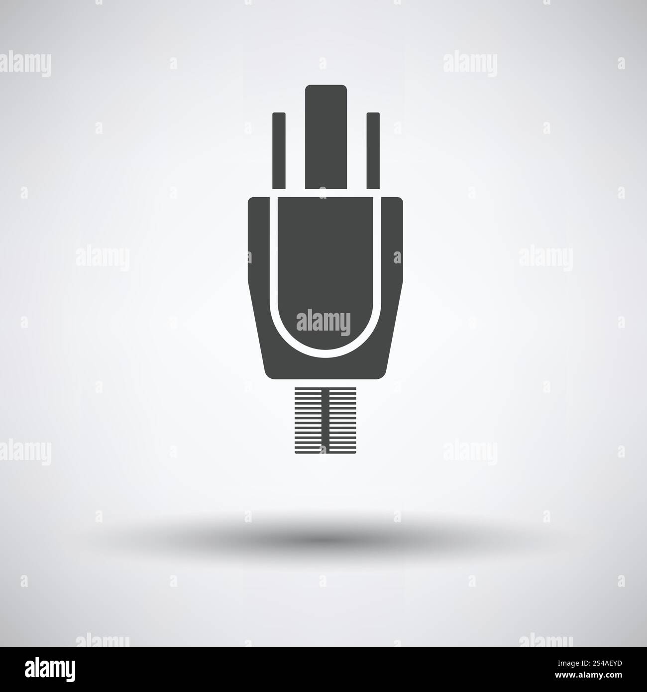 Electrical plug icon on gray background, round shadow. Vector ...
