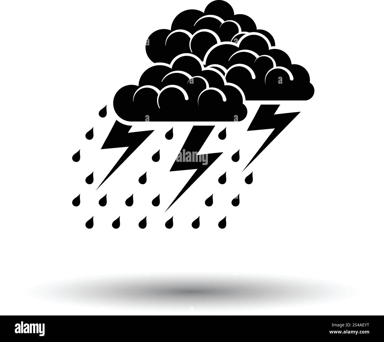 Thunderstorm icon. White background with shadow design. Vector ...