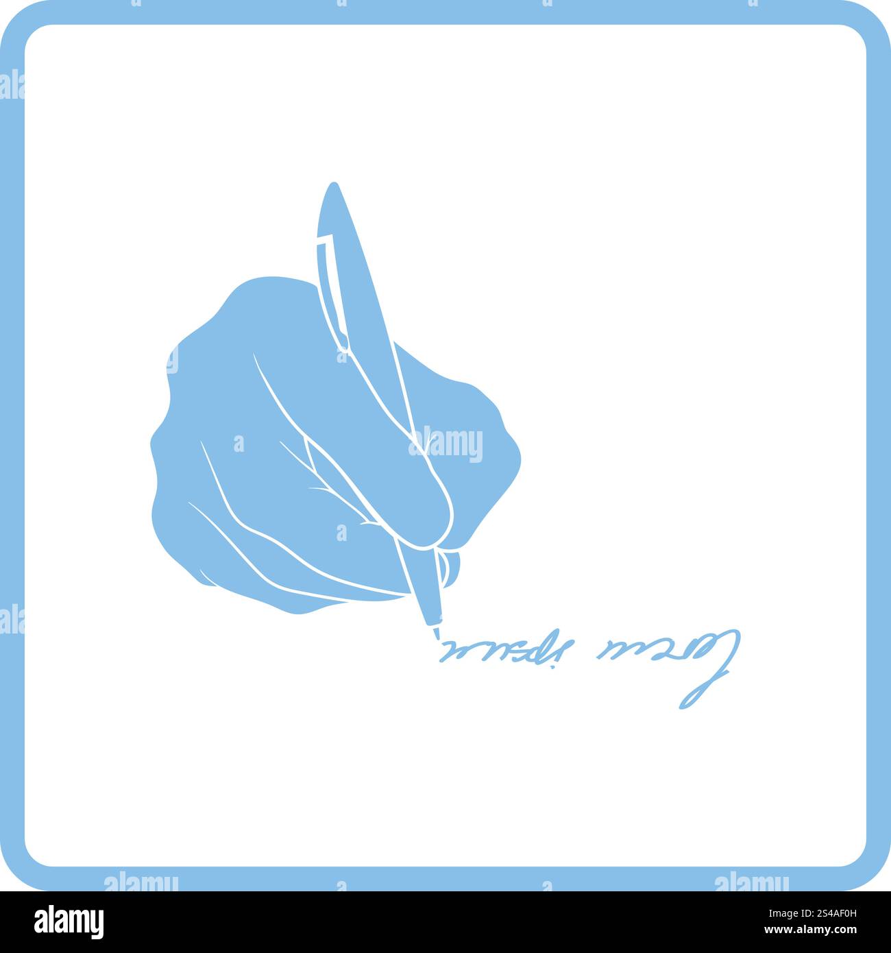 Signing hand icon. Blue frame design. Vector illustration Stock Vector ...