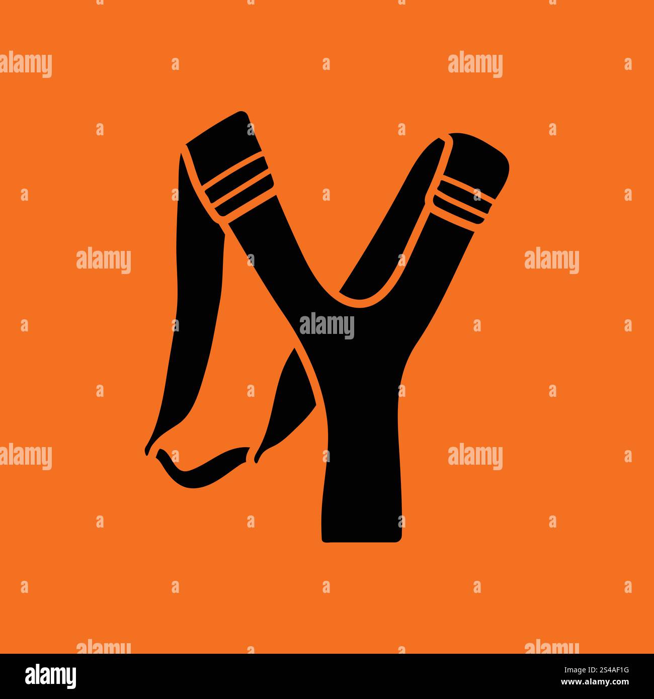 Hunting slingshot icon. Orange background with black. Vector ...