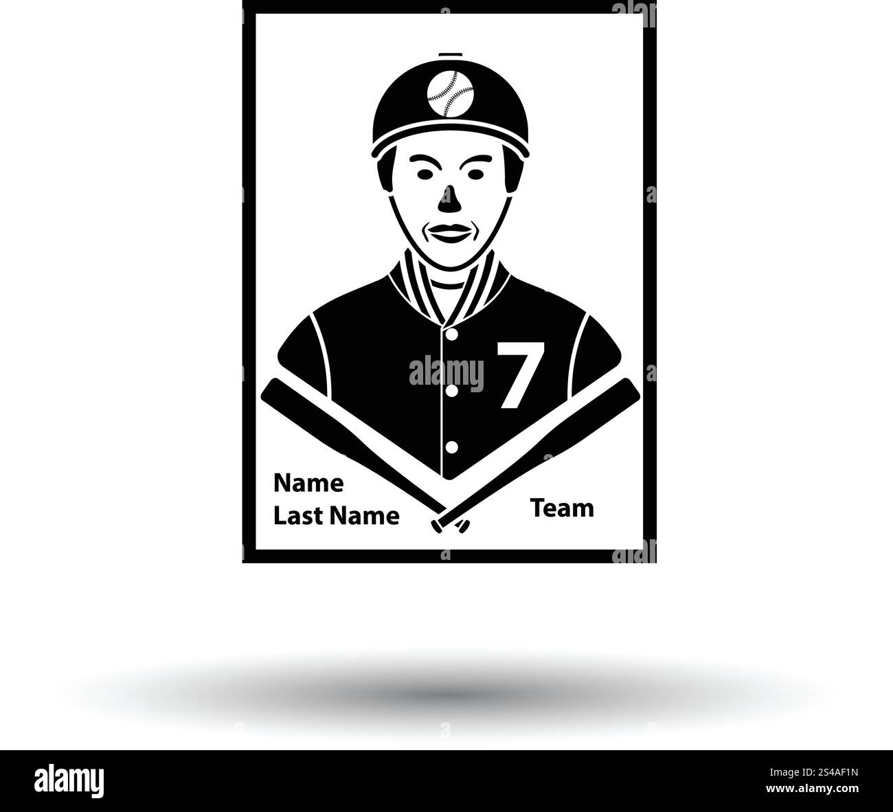 Baseball card icon. White background with shadow design. Vector ...